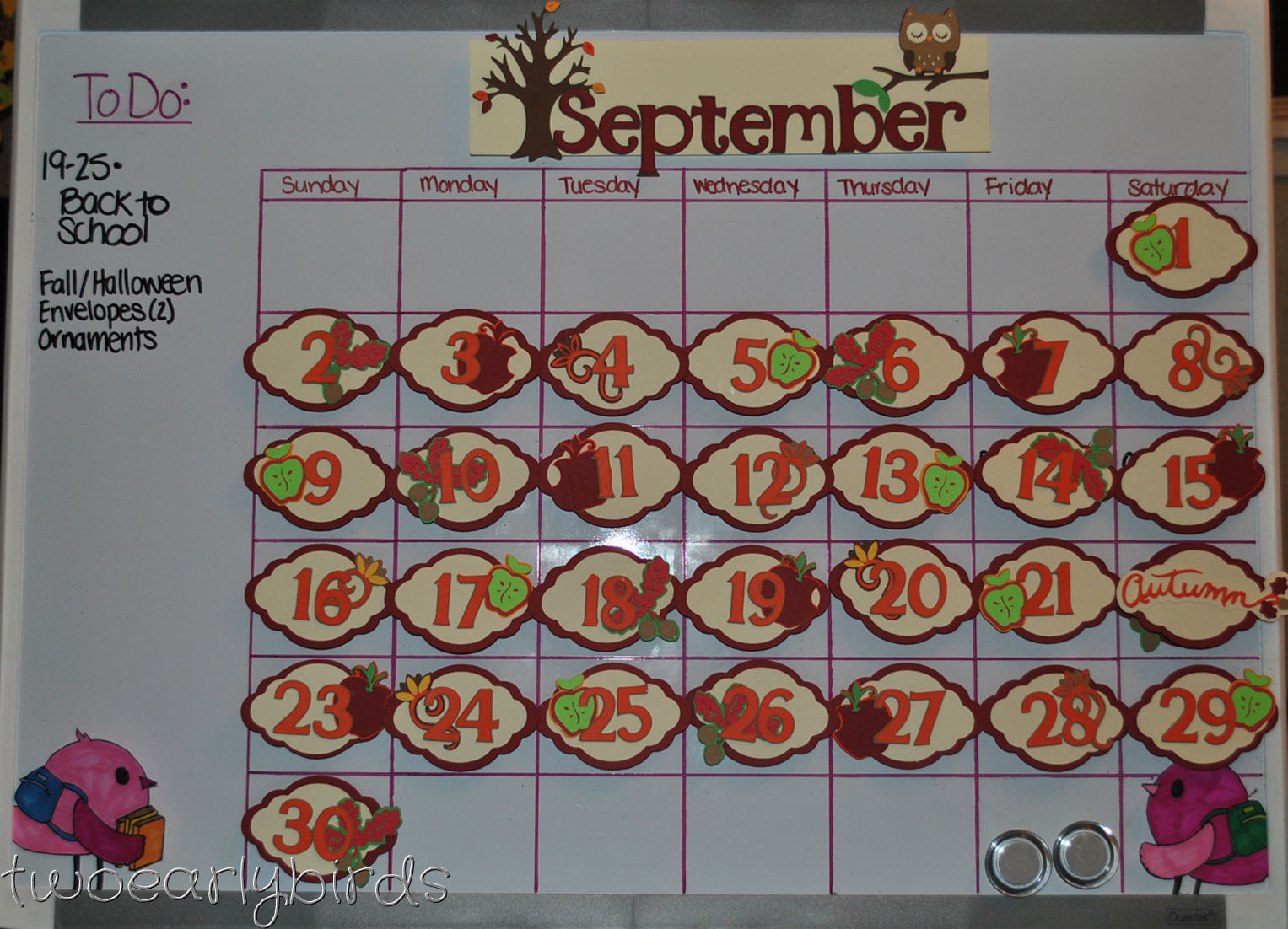 Two Early Birds: Back to School Calendar