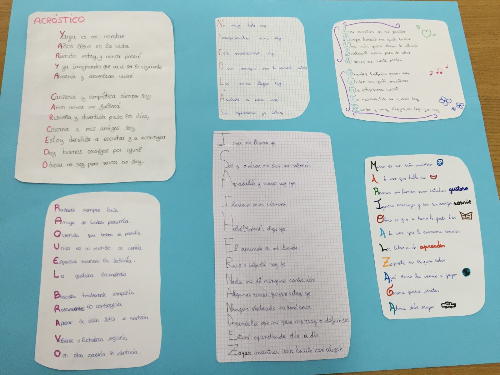 Los reyes del insti: Acrósticos con nuestro nombre