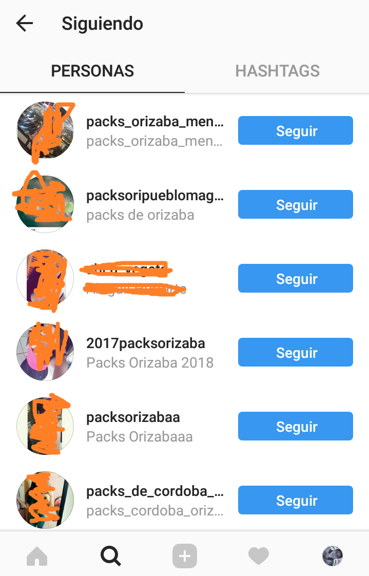 Intercambio de "packs" en Instagram