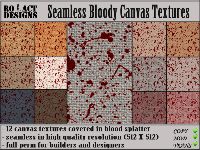 Ro!Act Designs: Ro!Act Designs 12 Seamless Bloody Canvas Textures