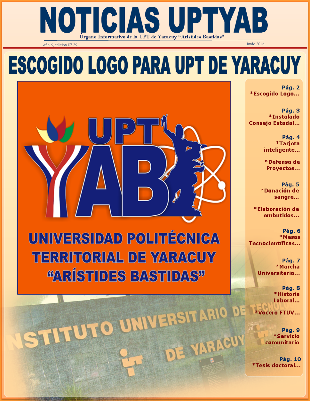 UPT "ARÍSTIDES BASTIDAS": BOLETÍN "NOTICIAS UPTYAB" EDICIÓN 29
