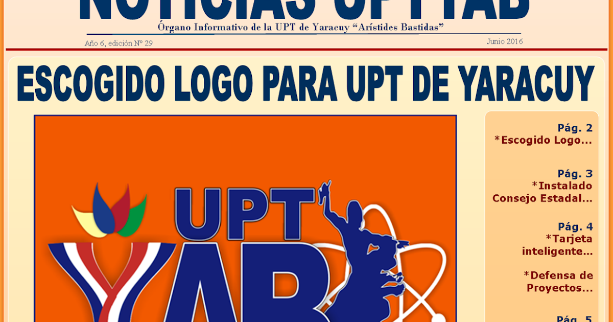UPT "ARÍSTIDES BASTIDAS": BOLETÍN "NOTICIAS UPTYAB" EDICIÓN 29