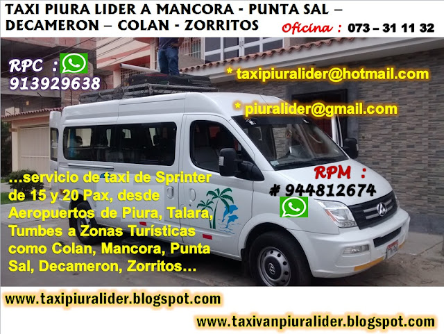 TAXI PIURA LIDER EN VAN A MANCORA - DECAMERON