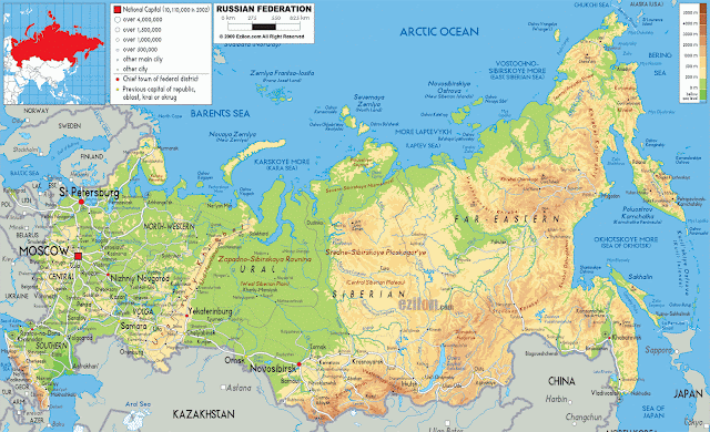 Rusi - harta gjeografike e Rusisë - Shqipëria Express