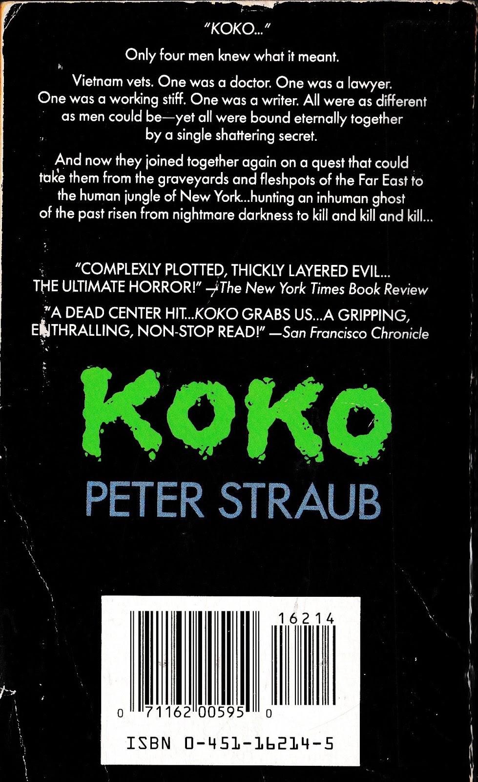Too Much Horror Fiction: Koko by Peter Straub (1988): Born Down in a ...