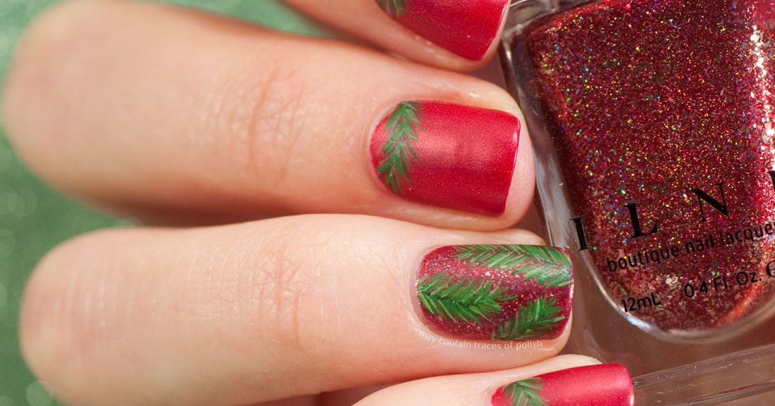 Pine Tree Nail Art - May contain traces of polish