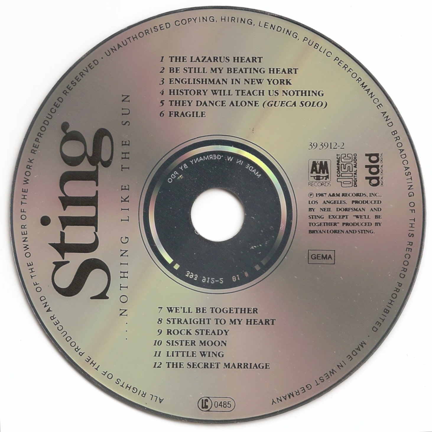 The First Pressing CD Collection: Sting - ...Nothing Like the Sun