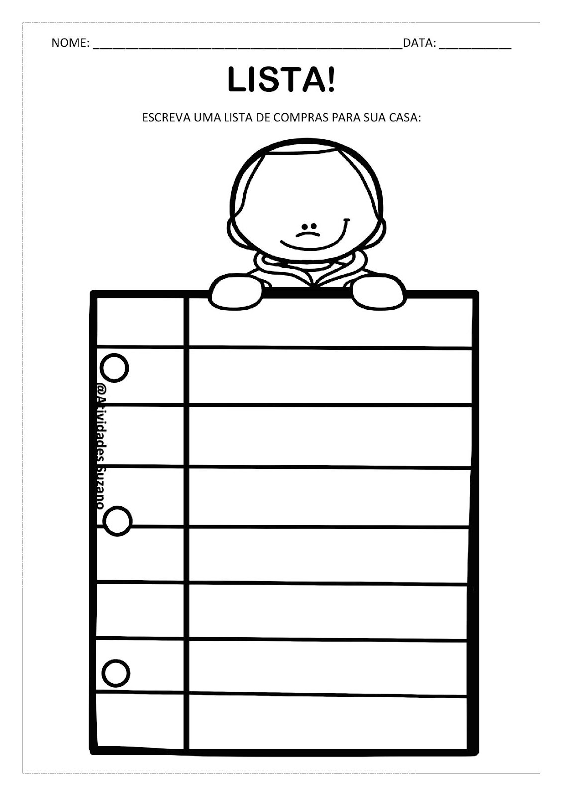 Sequência de como trabalhar com listas e atividades.