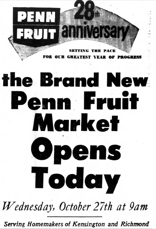 Philly & Stuff: Penn Fruit - Frankford and Allegheny - 1954 - Inquirer ...