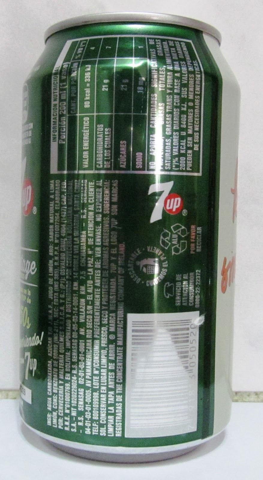 LATAS Y BOTELLAS COLECCIÓN: LATA 7UP 354ML , ORIGEN ARGENTINA 2016 ...