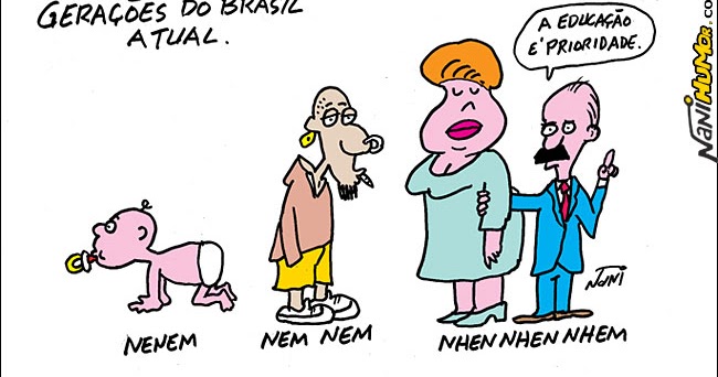 Nani Humor: 5,3 milhões de jovens são os NEM NEM: Nem Trabalho, nem estudo.