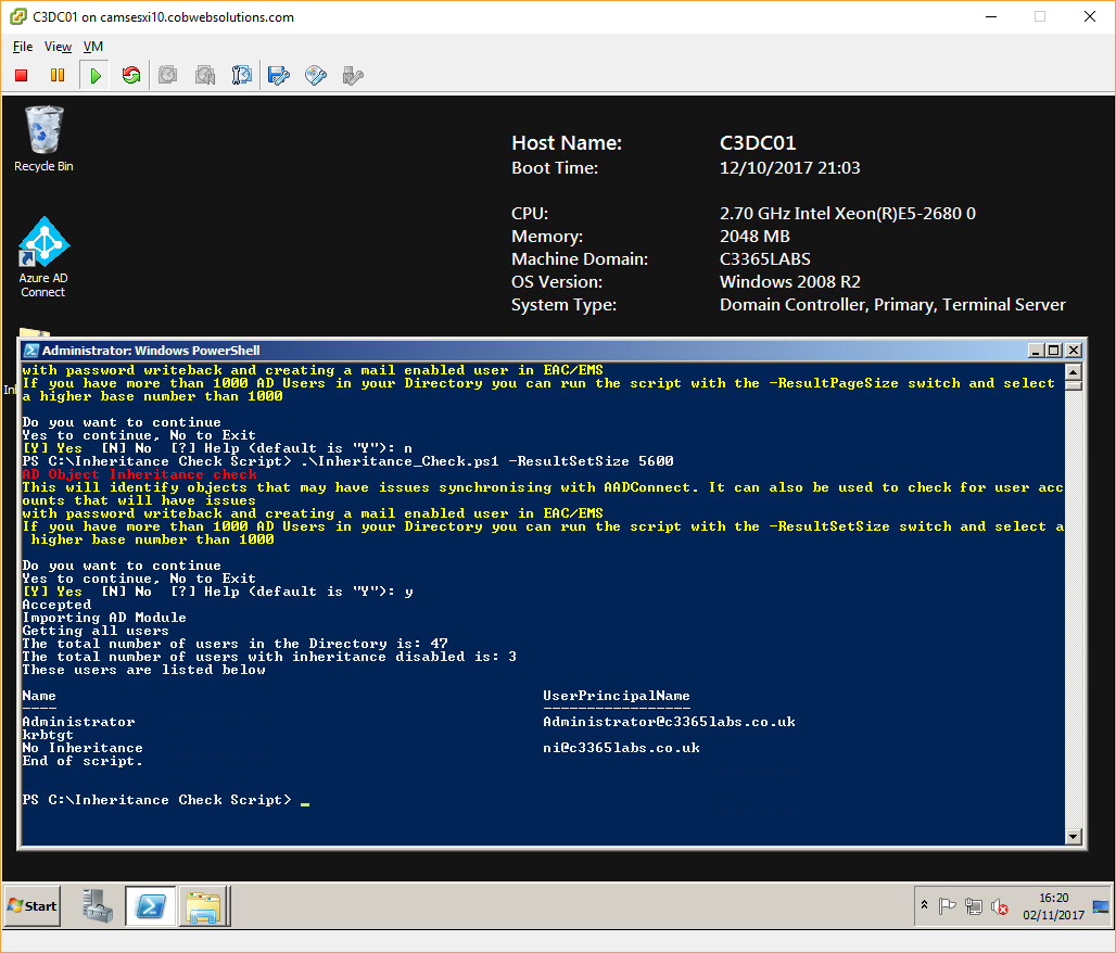 Active Directory User Object Inheritance Checker