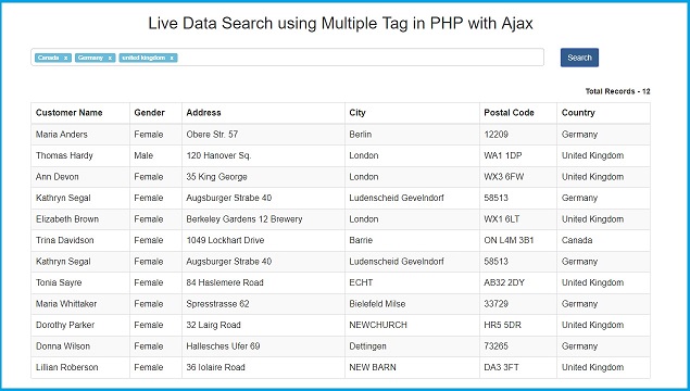 PHP Ajax Live Search with Multiple Value | Webslesson PHP Ajax Live Search with Multiple Value | Webslesson