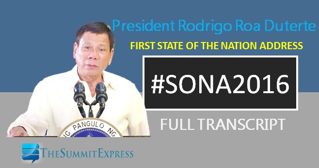 Full Text and Transcript: President Duterte SONA 2016 speech
