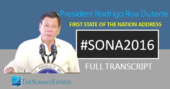 Full Text and Transcript: President Duterte SONA 2016 speech - The ...