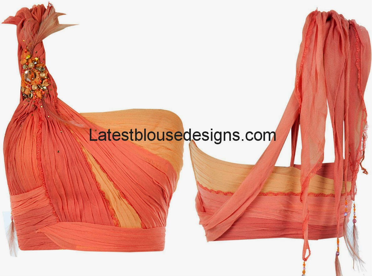 One Shoulder Fluting Blouse | Latest Blouse Designs