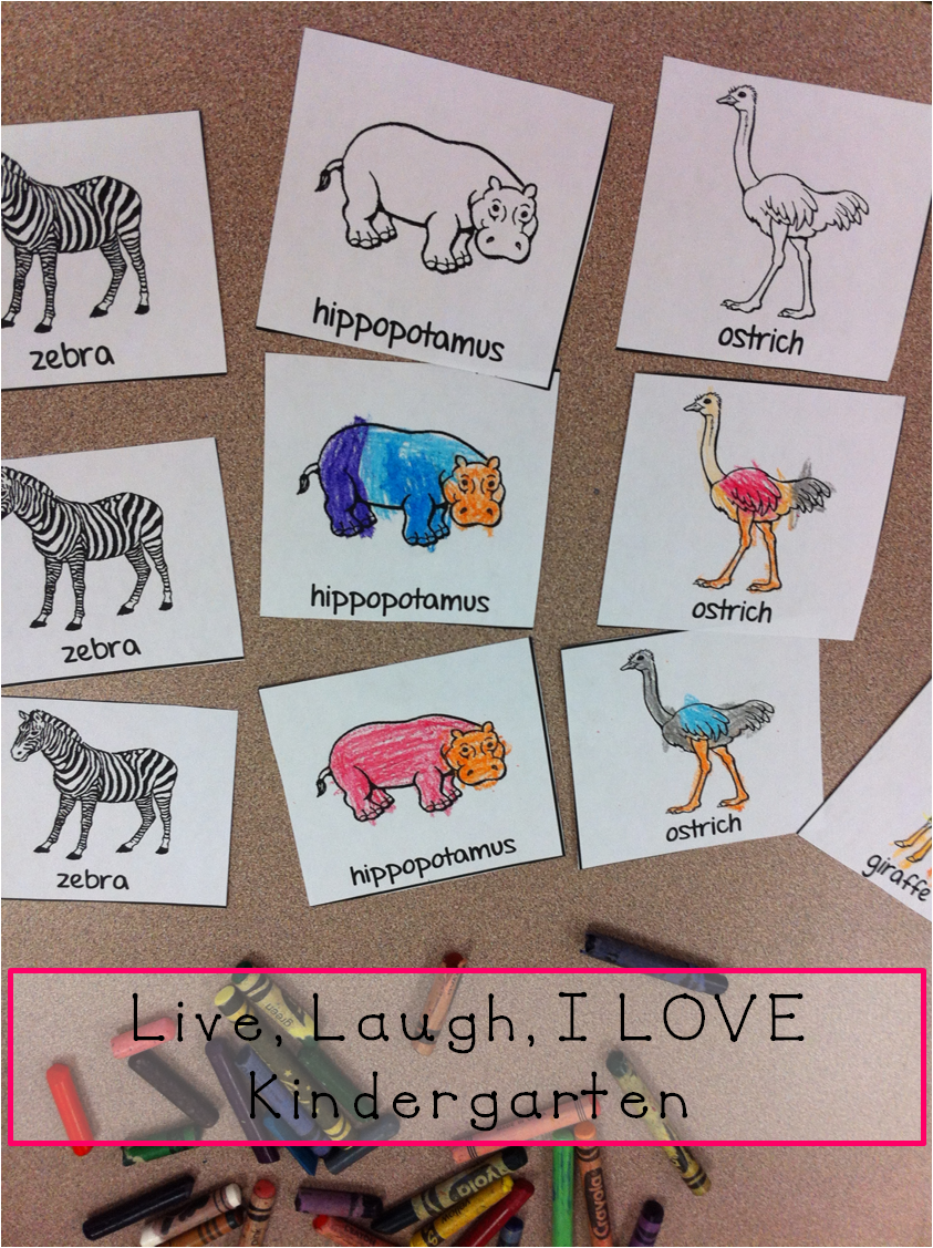 Each kiddo got a stack of animal cards to color. I hung them up around ...