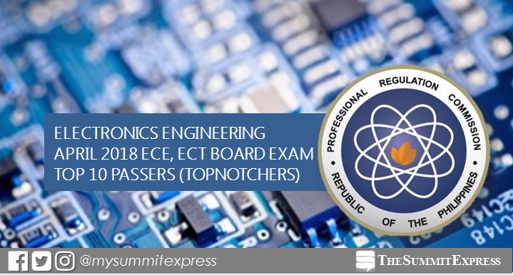 TOP 10 PASSERS: April 2018 ECE, ECT board exam topnotchers