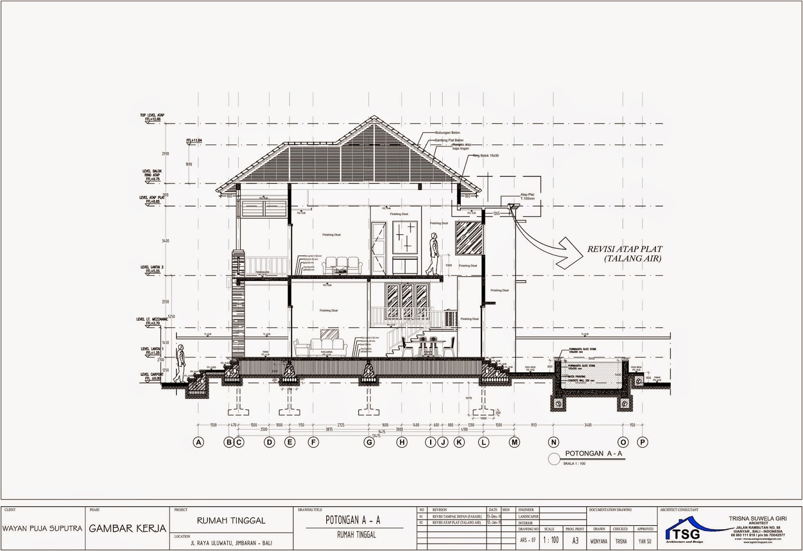 Gambar Kerja Rumah Tinggal Jalan Uluwatu Jimbaran - Bali | TSG ...
