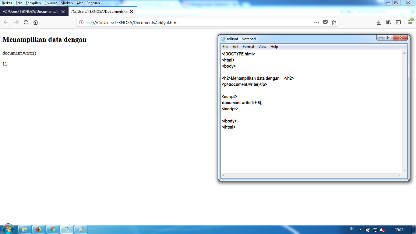 CARA MENAMPILKAN JAVASCRIPT DENGAN 3 CARA