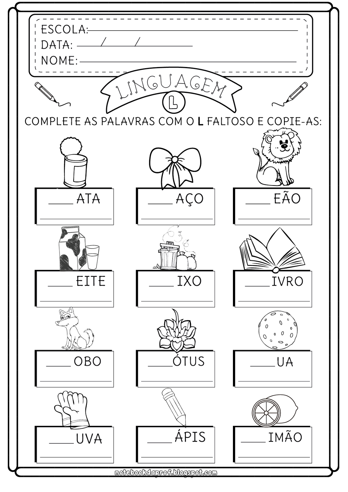 Letra L Atividades Educação Infantil - FDPLEARN