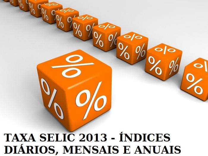 TAXA SELIC HOJE 2013 - TAXA SELIC ATUAL E ÍNDICE MENSAL DA SELIC 2013