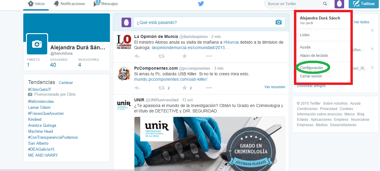 Desarrollo Curricular y Aulas Digitales: Práctica 3. Twitter