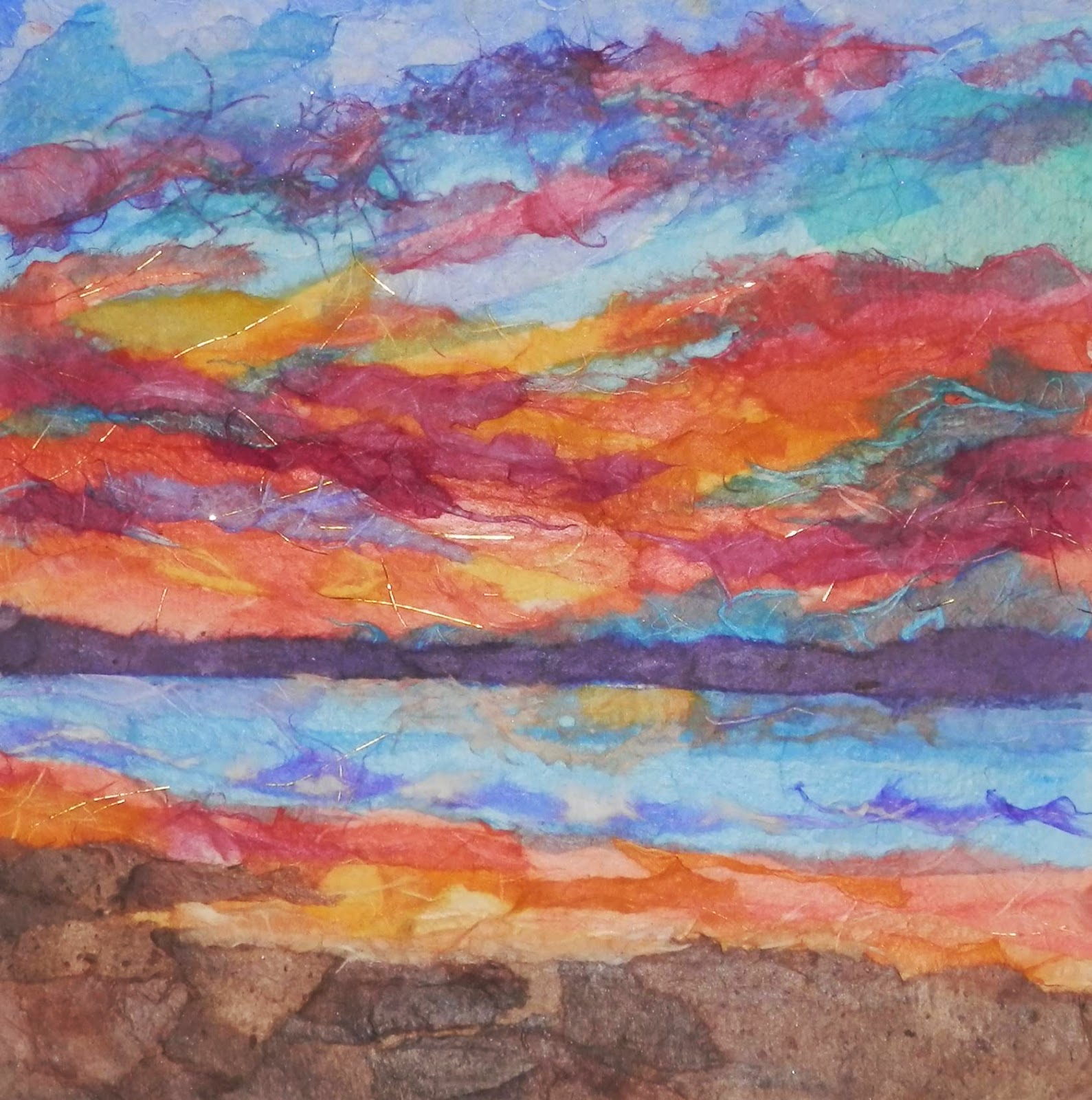 Paper, Paint, Pencils & Pens!: Sunrise Sunset Collages by Joan Tavolott