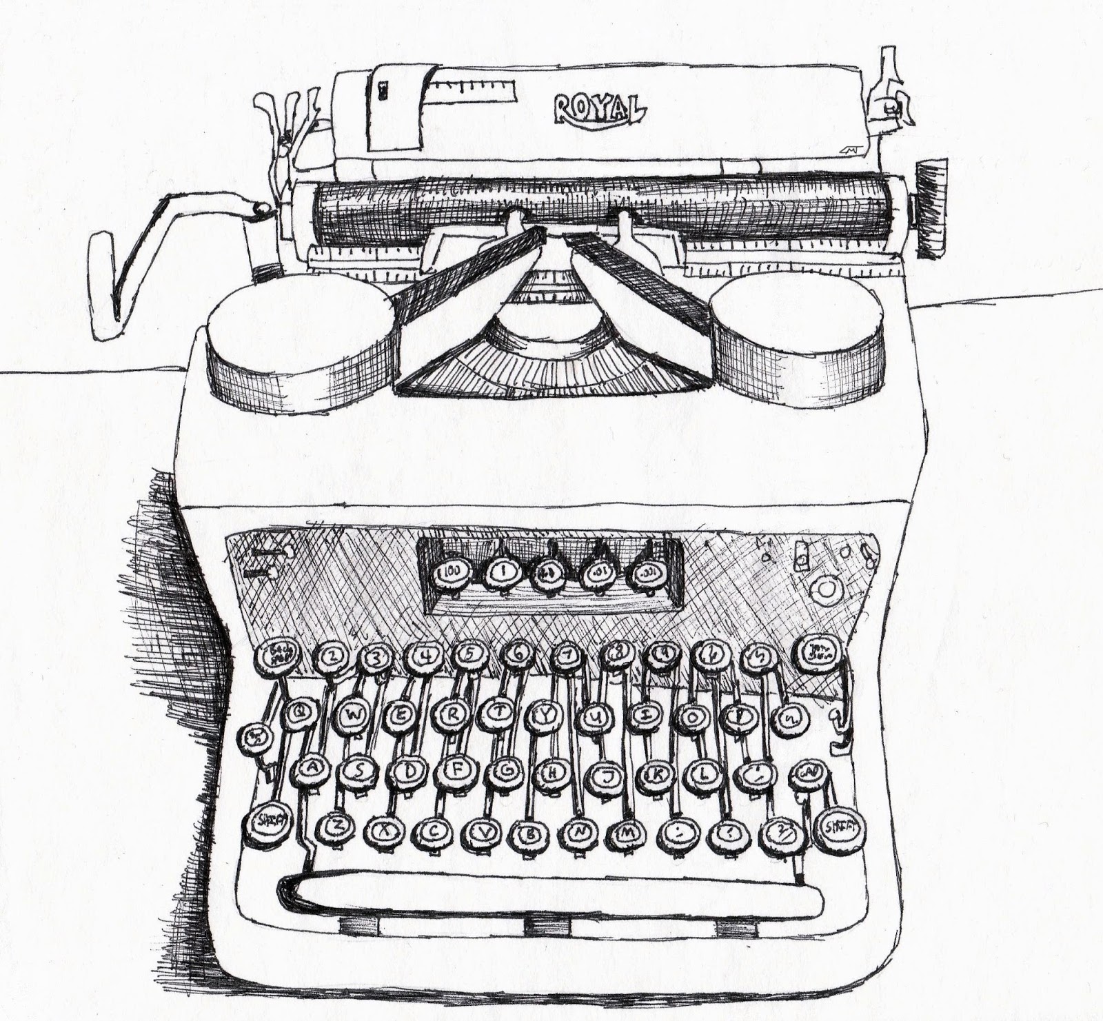Off The Deep End Typewriter Drawing 2009 off-the-deep-end-typewriter-drawing-2009