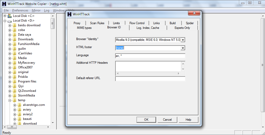 WinHTTrack 3.48 & My Blog settings & wget64