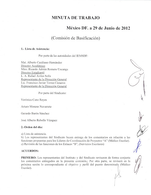 Elabora documentos de oficina : MINUTA