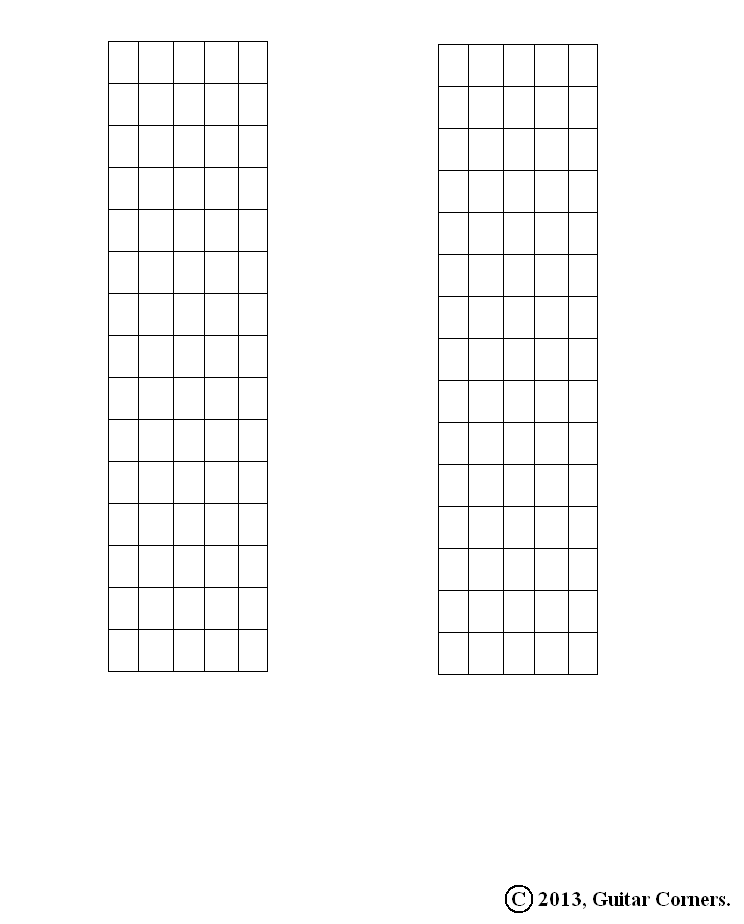 Guitar Corners: Fretboard Diagram Blanks (15 Fret Range)