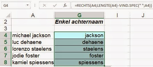 Tips voor Excel: Achternaam