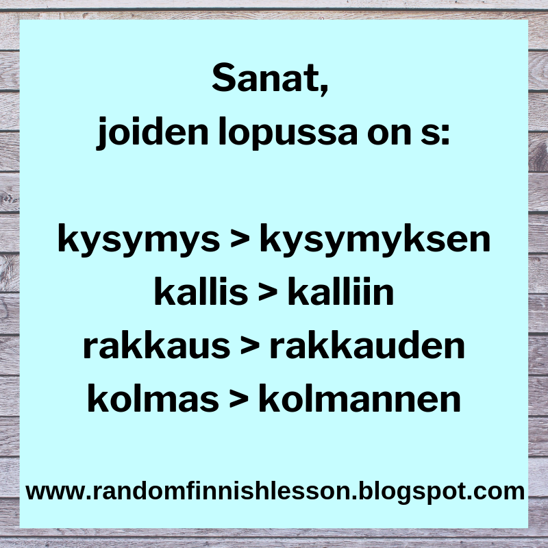 Finnish words ending with 's' - Random Finnish Lesson