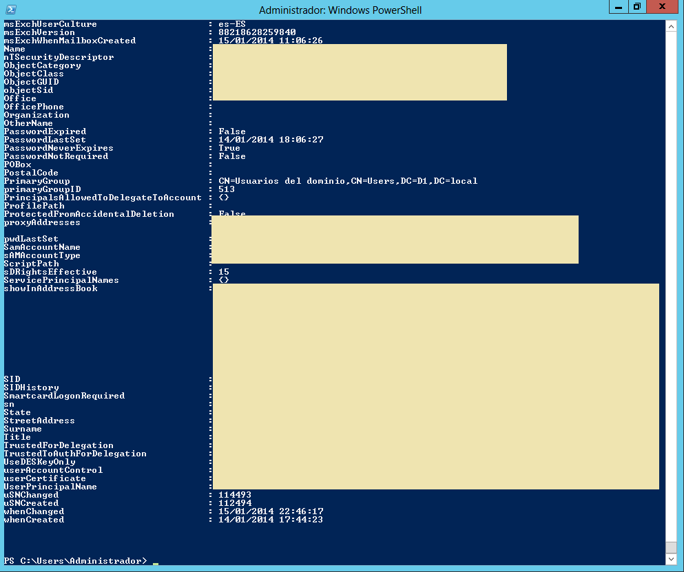 Active Directory: Mostrar todas las propiedades de un usuario con PowerShell | SYSADMIT