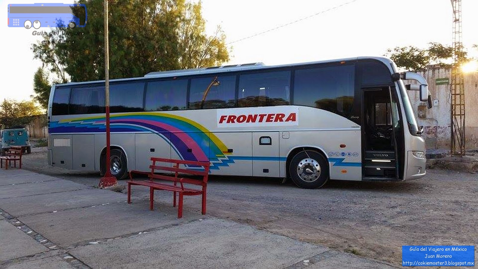 Tres fotos de un Volvo de Frontera con un arcoiris