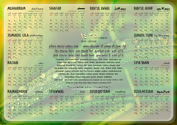Pustaka Abu Muazzam: KALENDER 2014 MASEHI DAN 1435 HIJRIYAH