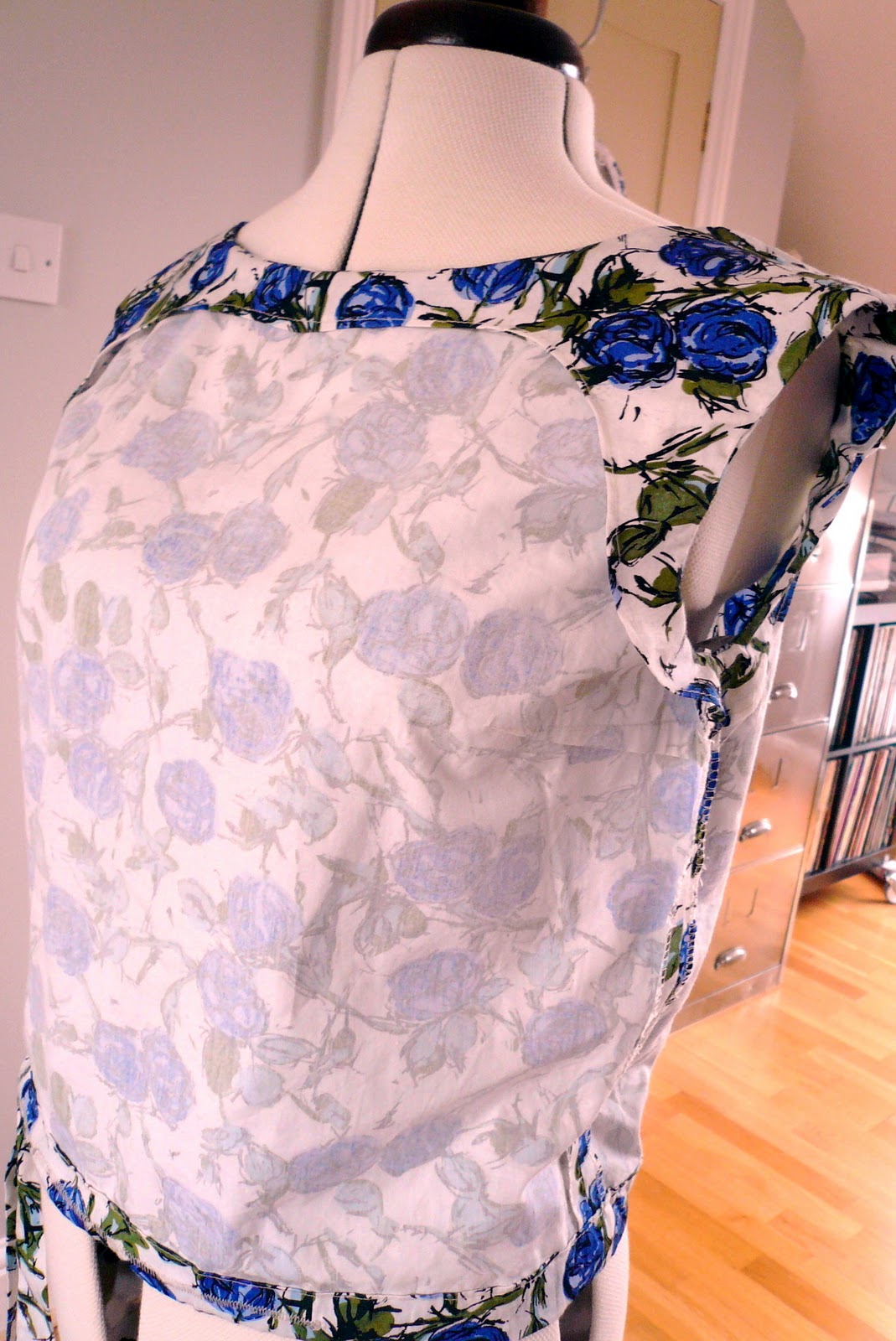 Handmade Jane: Blue Rose Drawstring Top