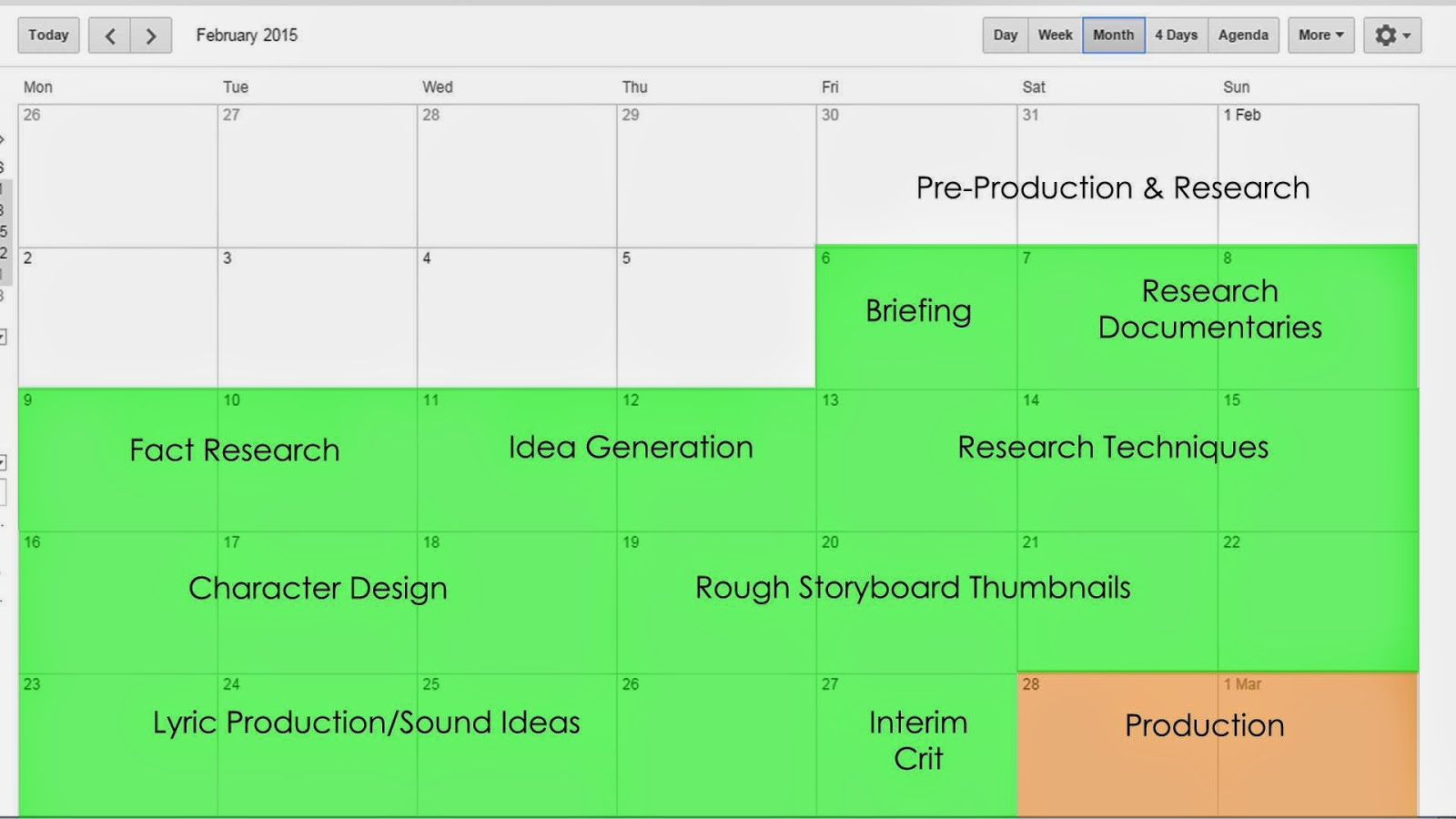 David's Animation Studio Practice: Work Schedule