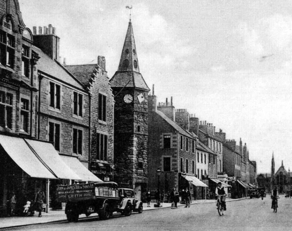 Tour Scotland: Old Photograph Town Clock High Street Dunbar Scotland