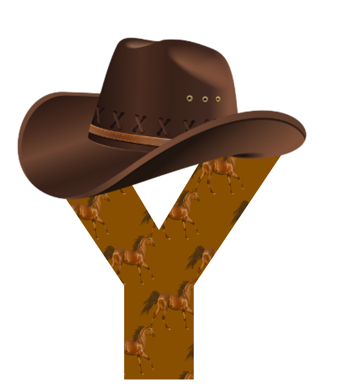 Abecedario con Caballos y Sombrero de Cowboy. Alphabet with Horses and ...