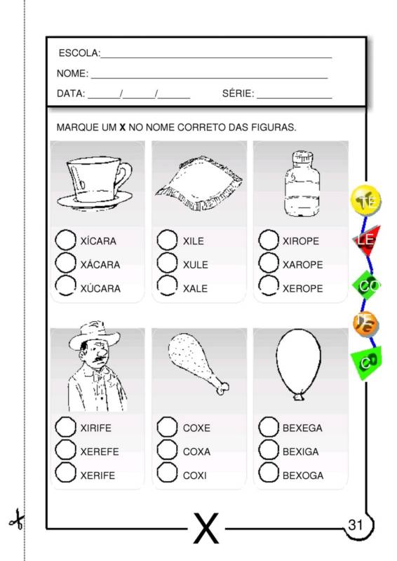 BLOG PROFESSOR ZEZINHO: Atividades com a letra X