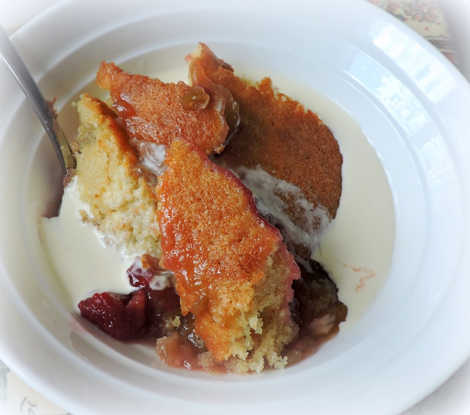 Rhubarb & Raspberry Pudding Cake | The English Kitchen