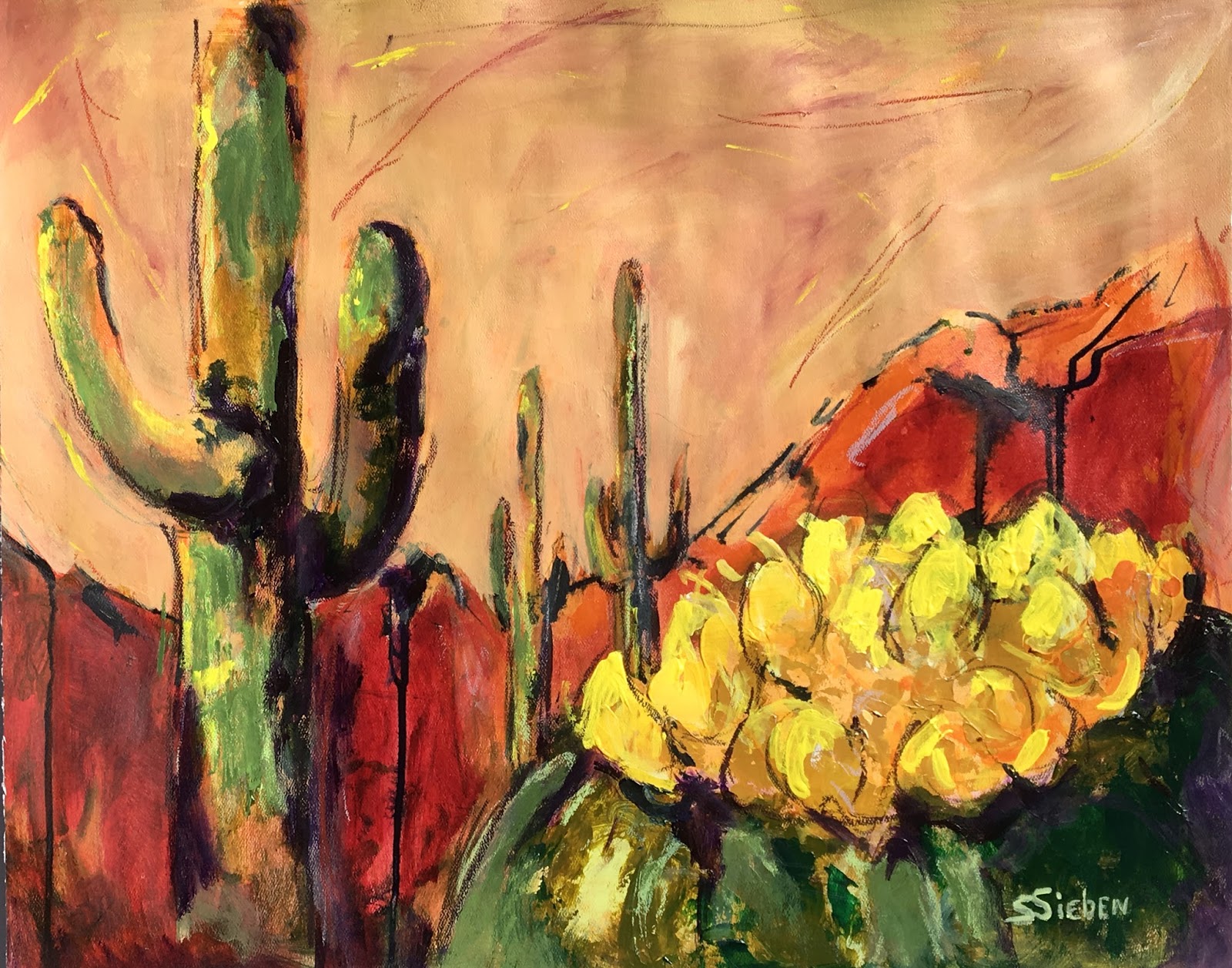 Daily Painters Abstract Gallery: Sonoran Splender, Desert Painting by ...