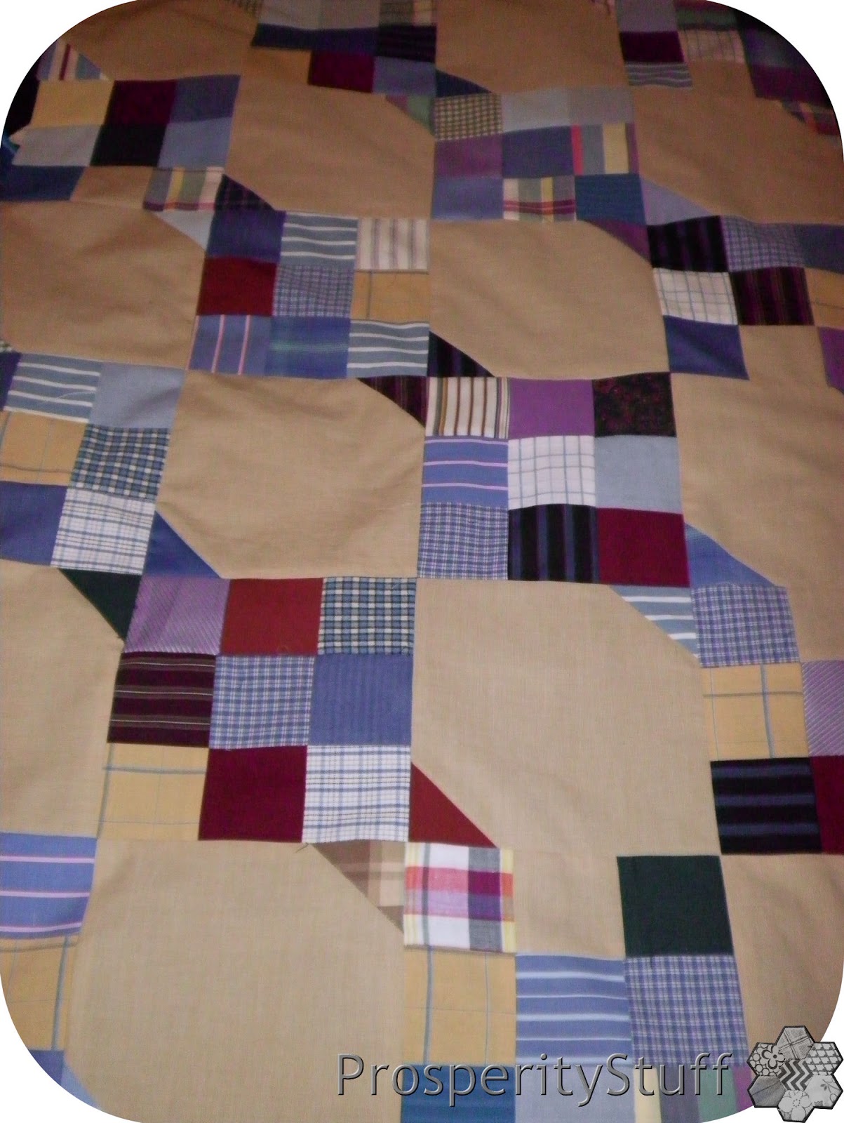 ProsperityStuff Quilts: More Dress-shirt Patchwork In Progress