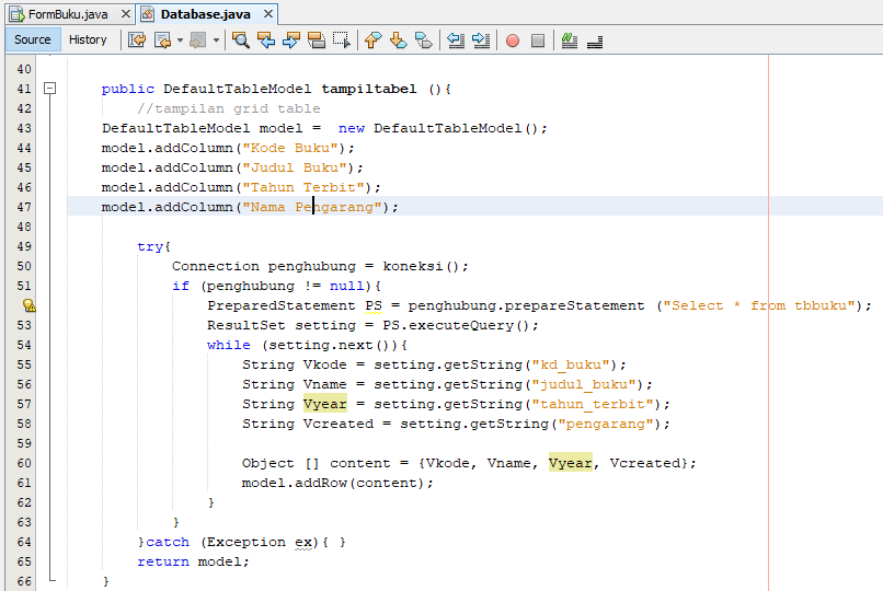Koneksi Database Mysql dan CRUD Java NetBeans : Menampilkan Tabel Pada Form