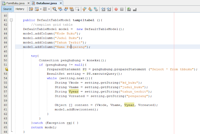 Koneksi Database Mysql dan CRUD Java NetBeans : Menampilkan Tabel Pada Form