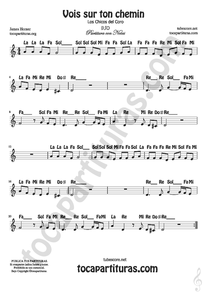 tocapartituras: 10 Partituras con Notas de las Mejores Bandas Sonoras ...