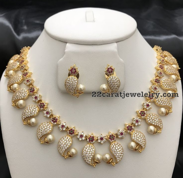 Simple Peacock Mango Necklace - Jewellery Designs