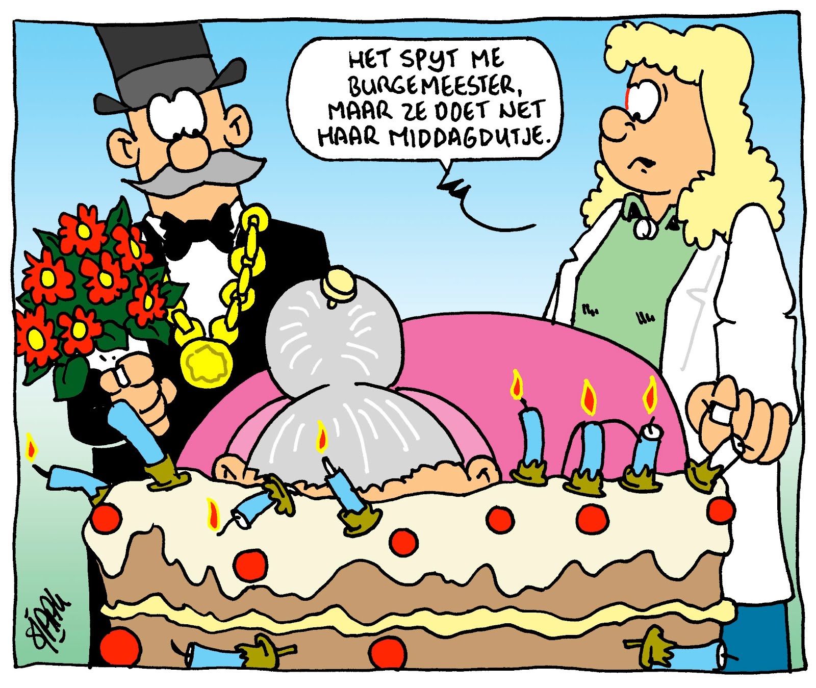 Cartoon van de Dag: Groot feest op verjaardag oudste Nederlander.